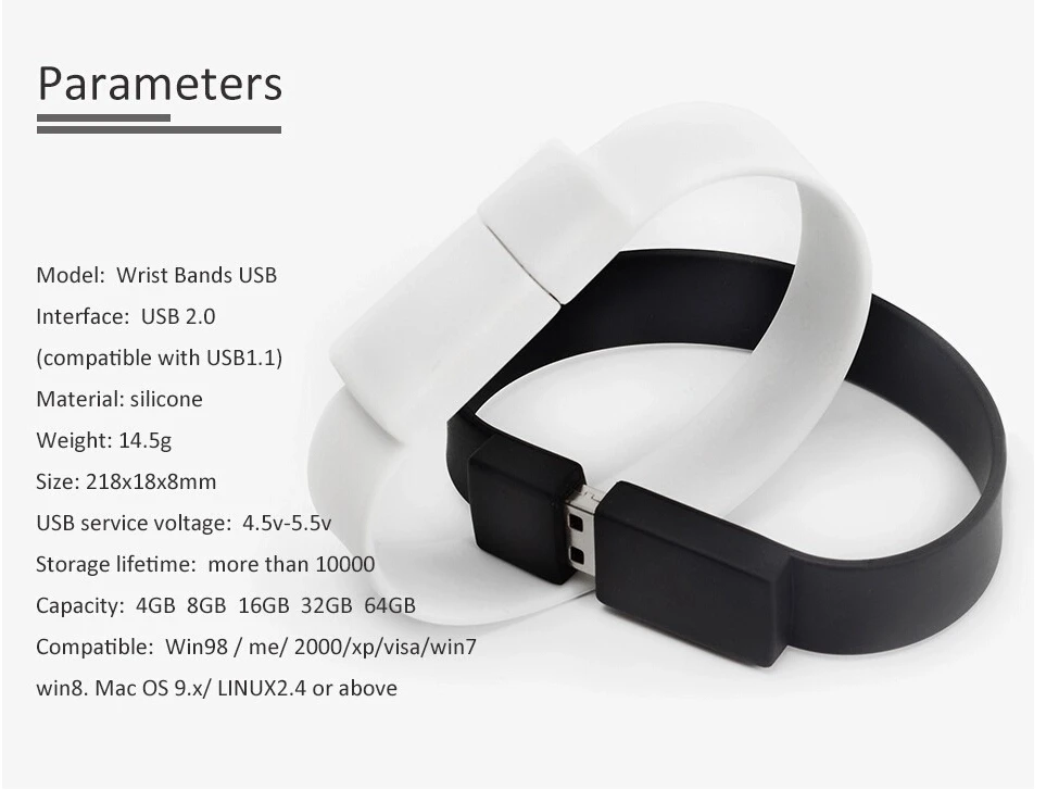 Custom Wrist Band Strap Pen Drive 2gb 4gb 8gb 16gb 32 Gb Usb Flash ...