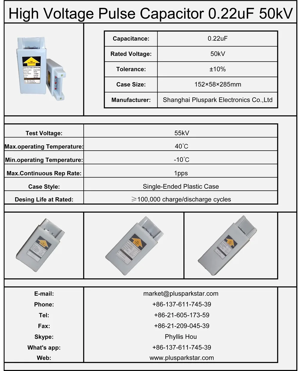 Eswl Capacitor 220nf 50kv - Buy Eswl Capacitor 220nf 50kv,High Voltage ...