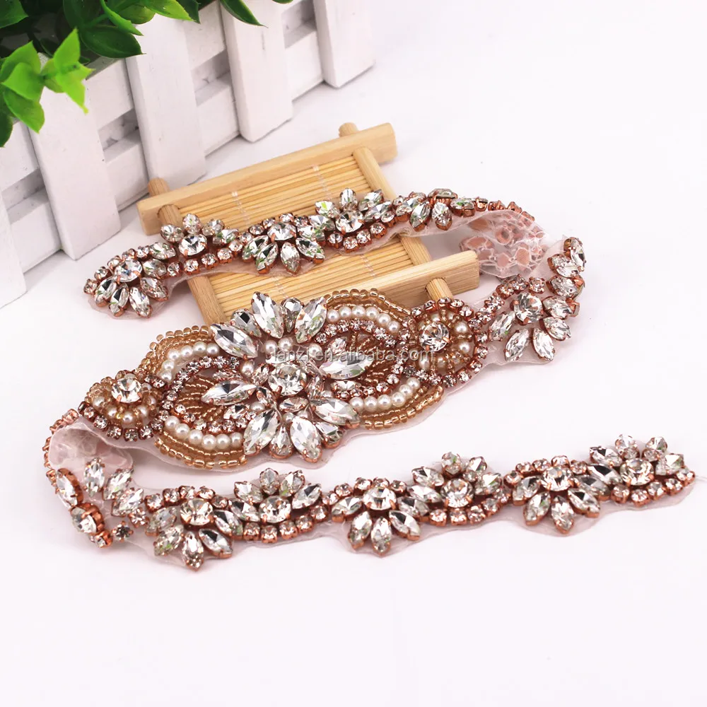 Rhinestone Embellishment Bridal Belt Beaded Fancy Diamond Sash Applique ...