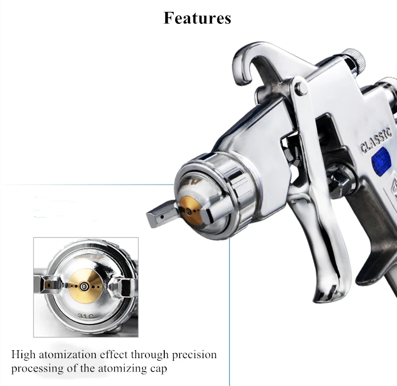 Mini Handheld Steel Water-Based Paint Spray Gun - 0.8 to 1.3mm Nozzle ...