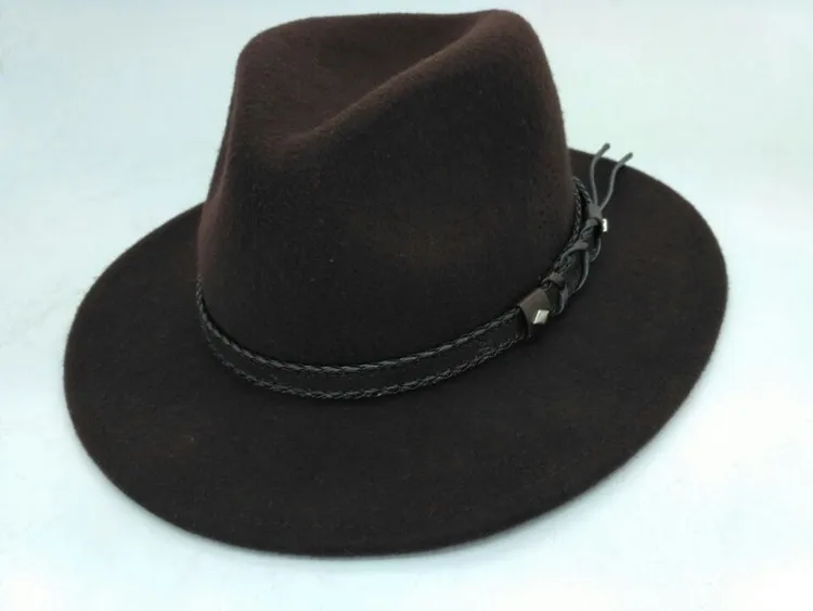Custom Winter Hats Men s Wool Felt Fedora Hat Brown With Leather Belt custom-winter-hats-men-s-wool-felt-fedora-hat-brown-with-leather-belt