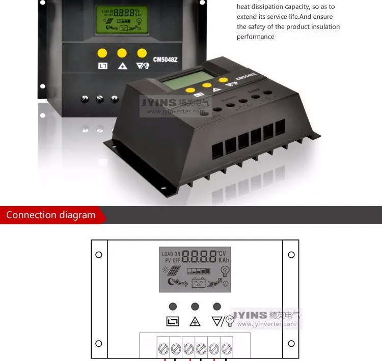 12V 24V 48V Manual PWM Solar Charge Controller - 60 Amp