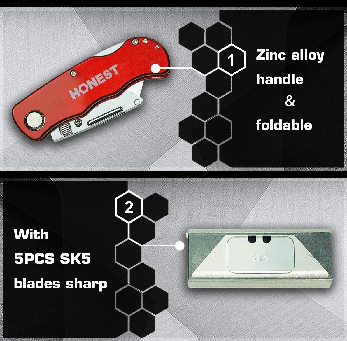 Free Sample Multifunctional 61*19mm Utility Snap Off Sk5 Blade Folding ...