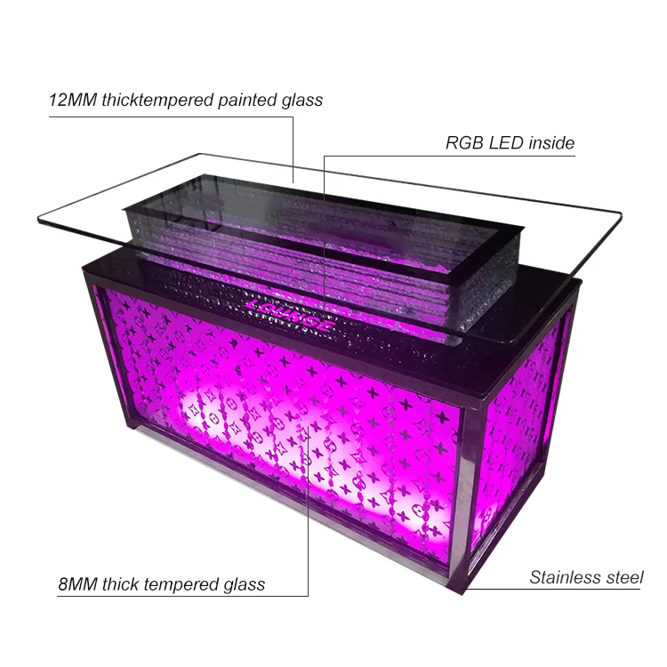 Pink Purple Color Cocktail Pub Light up Night Club Glow LED Bar Table ...