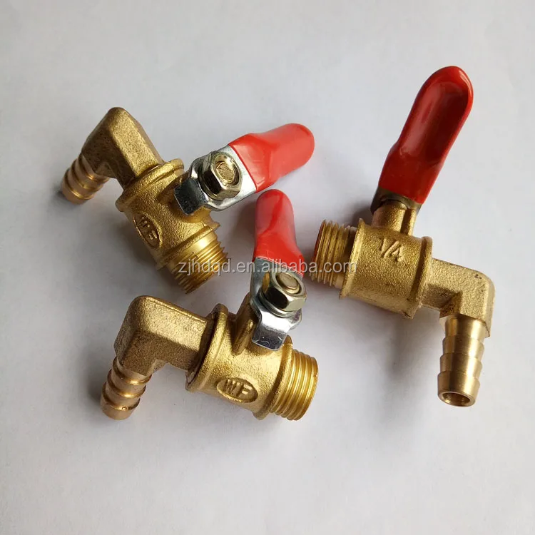 Red Or Blue Hand Brass Ball Valve 90 Degree Two-ways Elbow 1/4" - Buy ...