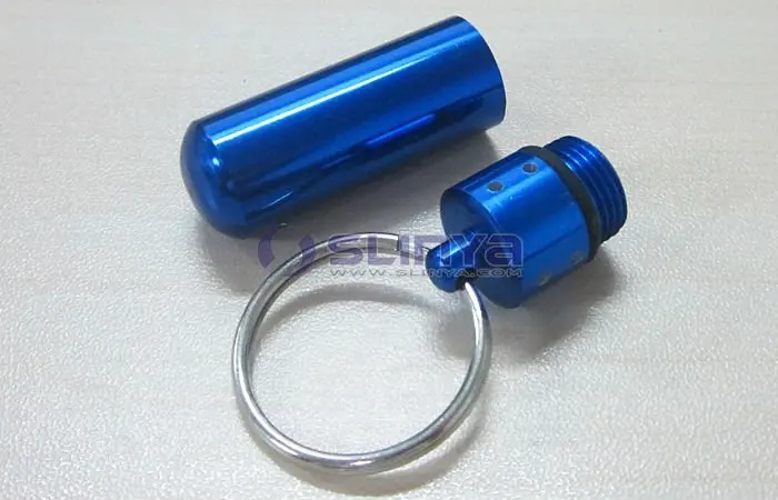 Mini Metal Pill Bottle Waterproof Keychain Medicine Pill Box Container ...