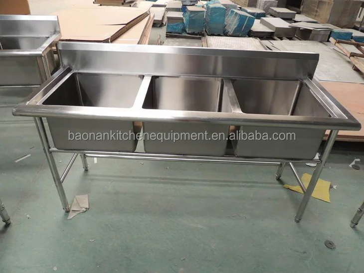 Restaurant Kitchen Equipment 3 Compartment Stainless Steel Sink ...