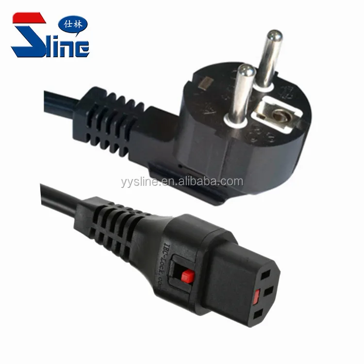 Iec Lock C13 To Eu Cee7/7 Right Angled Schuko Power Cord Plug Locking ...