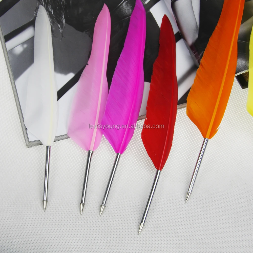 Popular Feather Colorful Bird Pen Set Feather Quill Pen - Buy ...