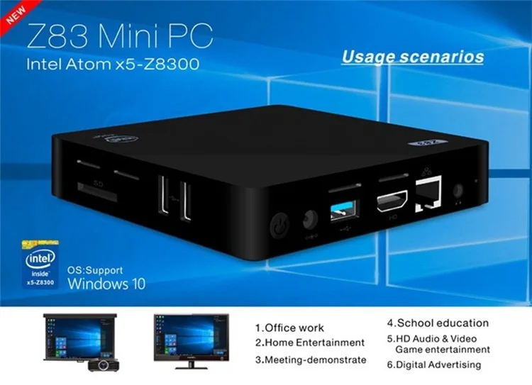 Z83 Inteligente Mini Pc Intel Atom Quad Core 2 Gb 32 Gb Disco Del Sistema Bt 4,0 Hd Tv Windows10 ...
