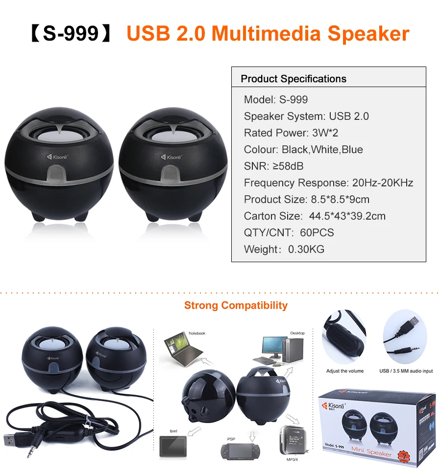 Professional Pc Speaker Sound Box For Laptop/ Computer/ Notebook - Buy ...
