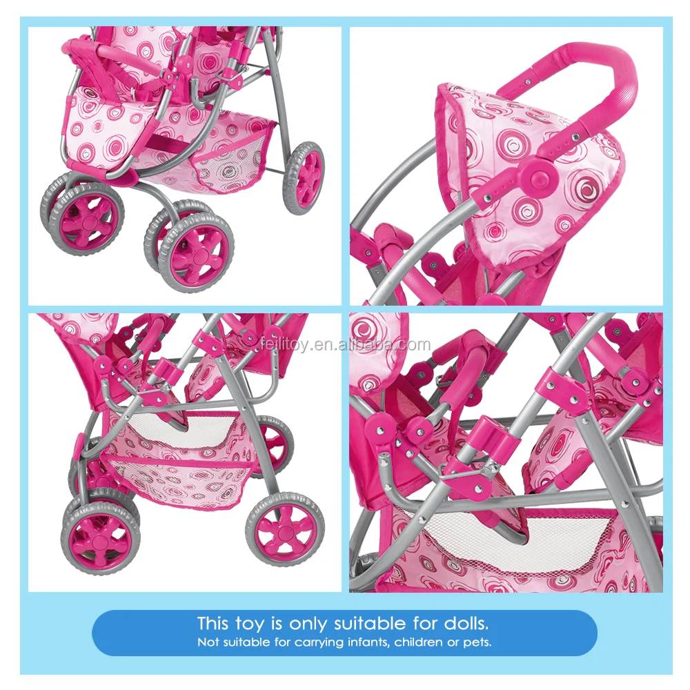 Feili Toys Baby Doll Twin Strollers - Adjustable & Swiveling