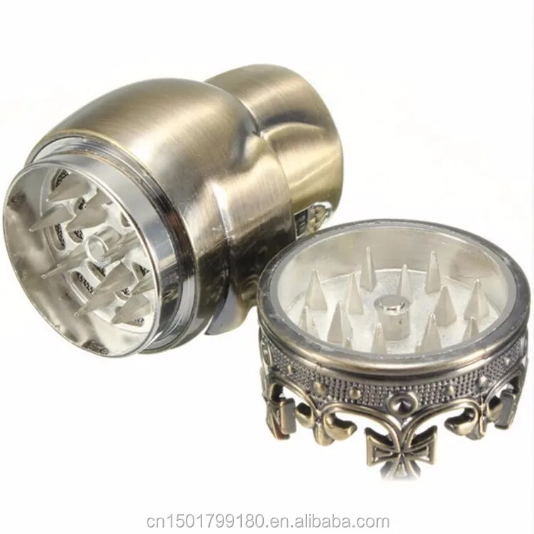 3 Parts King Skeleton Skull Metal Zinc Alloy Plastic Herb Grinder 45mm ...