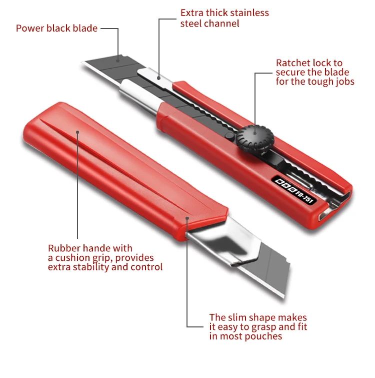 Professional Utility Knife Rubber Handle 25mm Extra Heavy Duty Snap-off ...