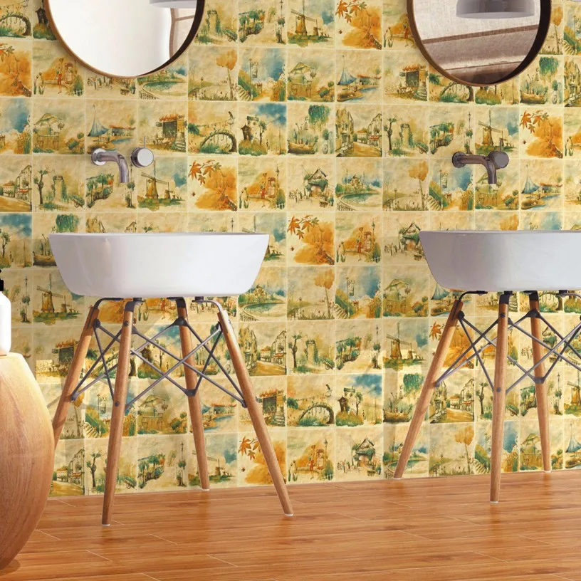 Rustic Bathroom Ceramic 3d Wall Tiles Scenery - Buy 3d Wall Tiles ...
