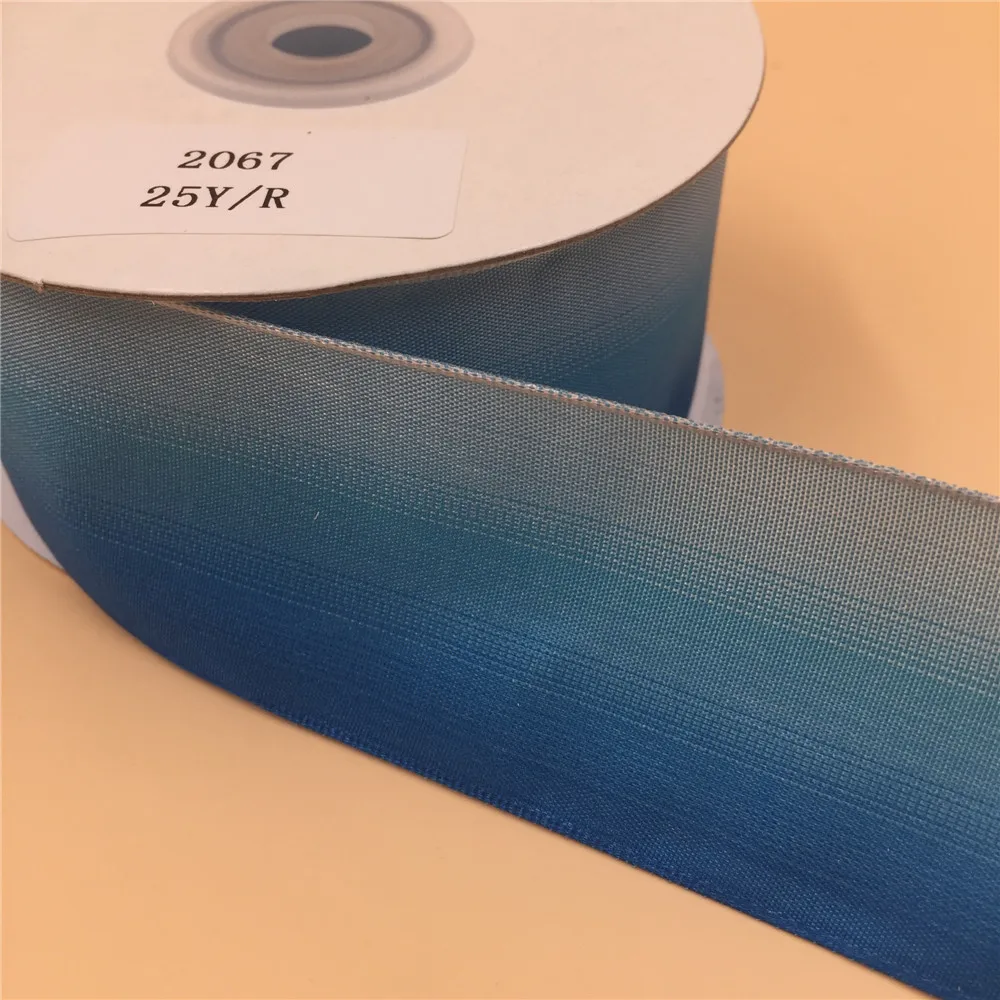 N2067 38mm X 100yards Wired Edge Blue Fading Gradient Color Taffeta ...