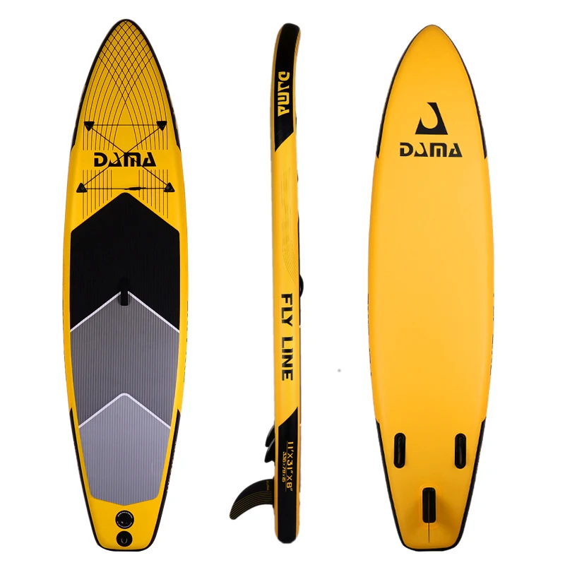 Hot Selling Double Layer Inflatable Sup Paddle Board Race Board Yellow