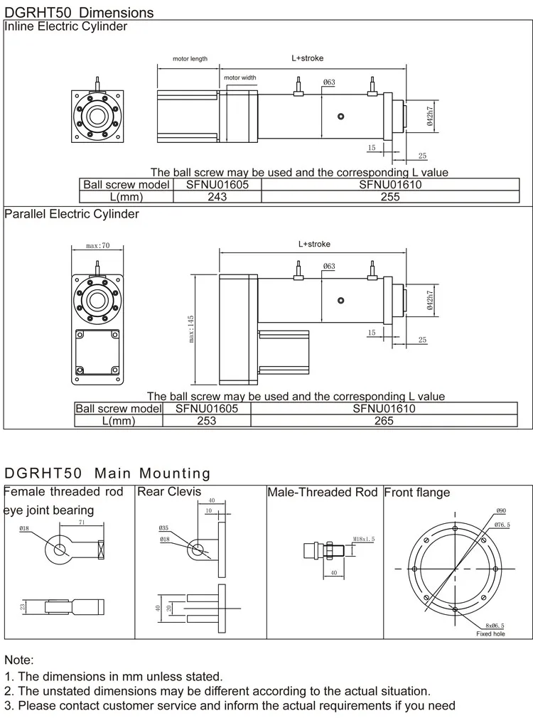 Planetary Roller Screw Large Thrust Dc Servo Electric Cylinder Linear ...