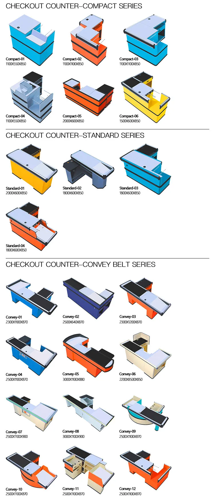 Checkout Counter Cashier Counter Dimensions - Standard Sizes