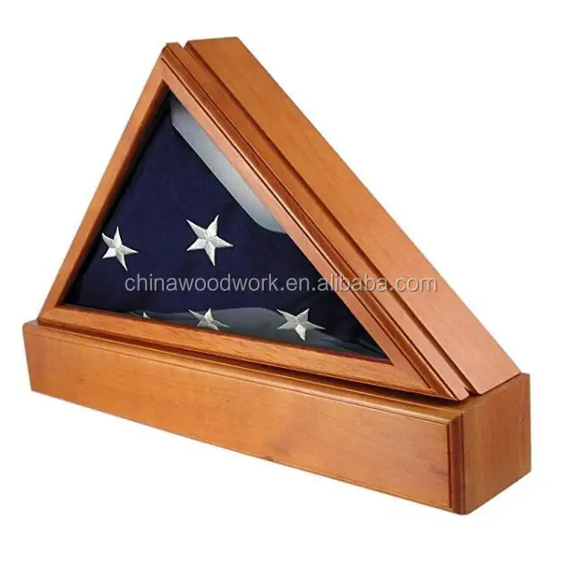 Wood Flag Display Case with Base - Customized Size & Style