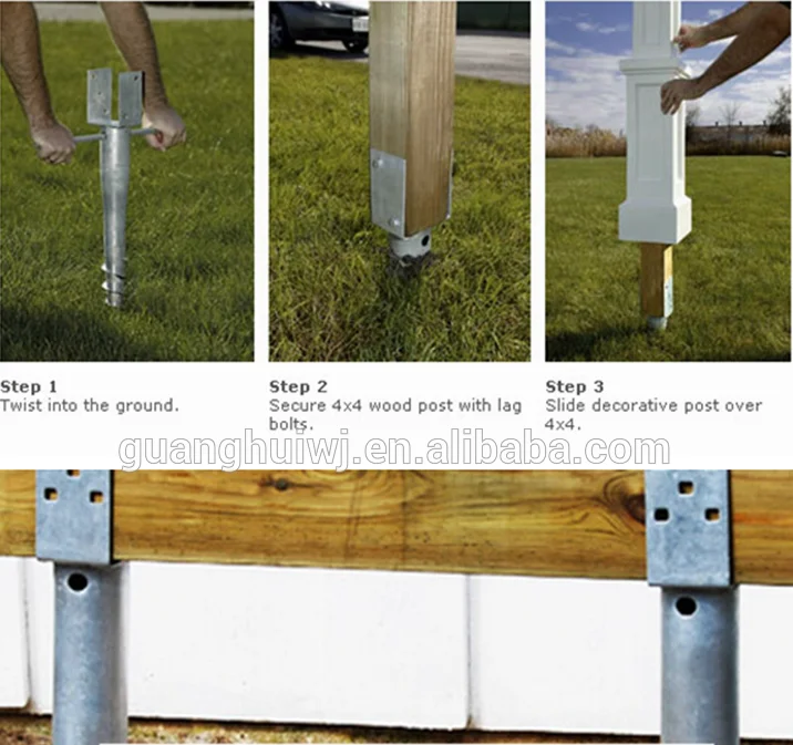 U Shape Top Ground Screw Pile for Square Timber Post