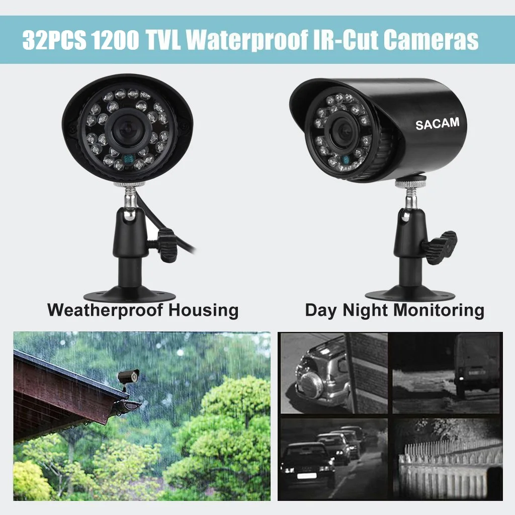 Outdoor 32pcs Analog Home Security CCTV Camera Outdoor AHD HD 1080P DVR ...