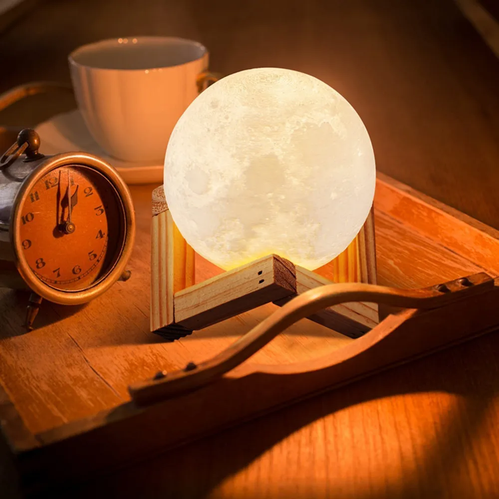 Led Night Light 3d Moon Lunar Lamp,Warm And Cool White Dimmable With ...
