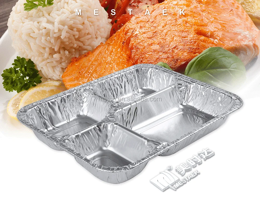850ml Durable 4 Compartment Divided Aluminum Foil Container Buffet Food 850ml Durable 4 Compartment Divided Aluminum Foil Container Buffet Food