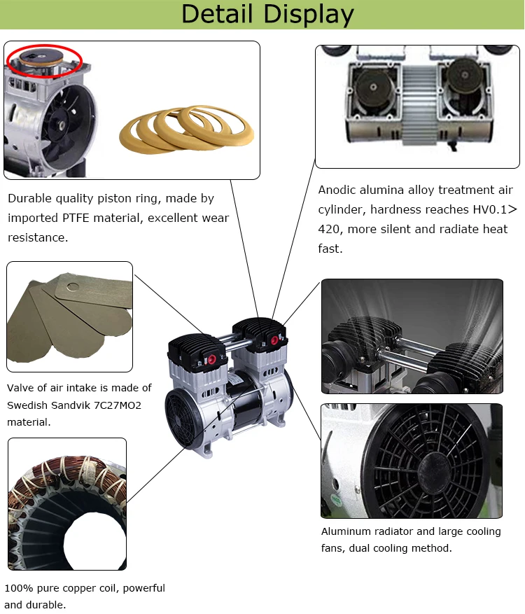 2 Hp Oilless Silent Air Compressor Motor With Spare Parts - Buy 2hp ...