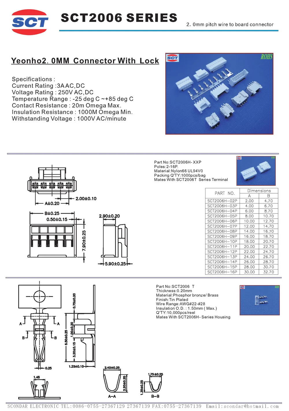 Yeonho 2.0 With Lock Connector 2.0mm Pitch - Buy 2.0mm Pitch Connector ...