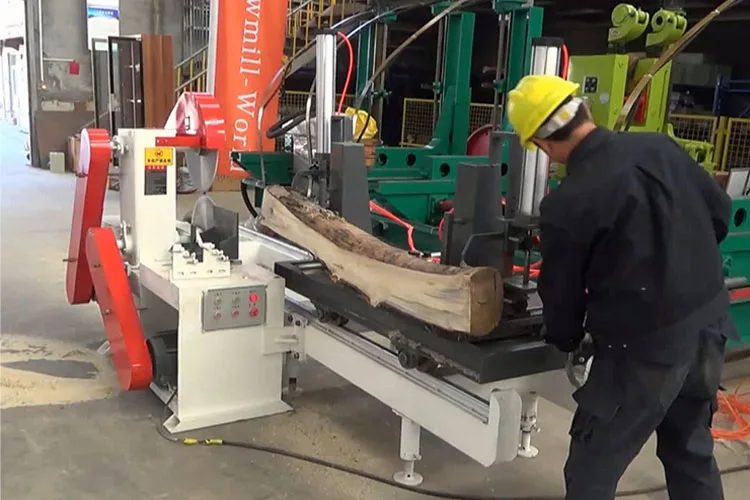 Double Blades Sliding Table Circular Sawmill Machine Log Cutting ...