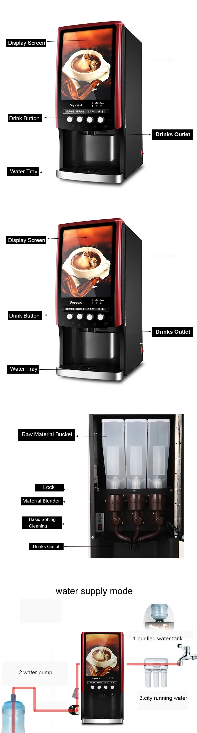 Protein Shake Vending Machine With Hot Water Dispenser - Buy Protein ...