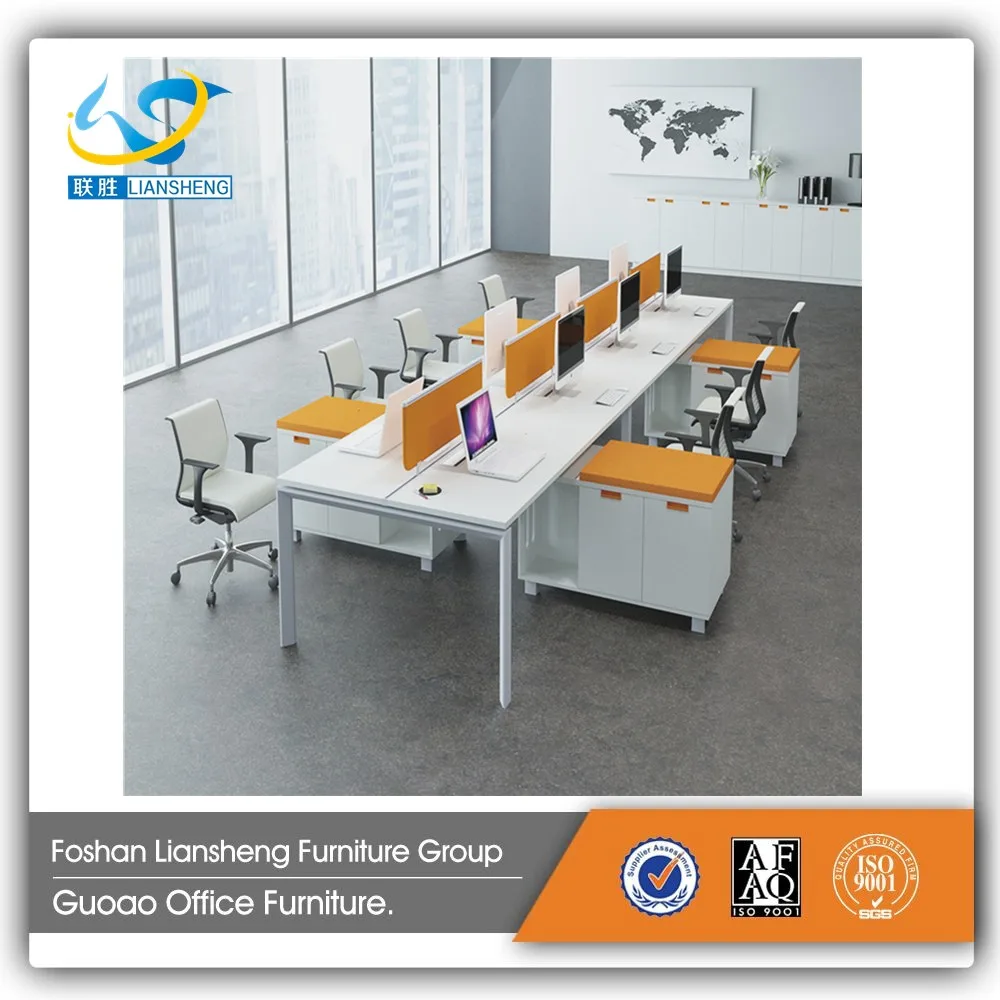 Long Office Staff Table 8 Seater White Office Workstation - Buy 8 ...