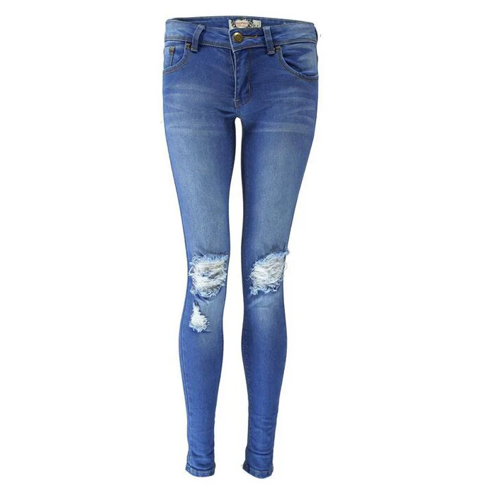 Ladies Fashion Ripped Jeans Pent High Quality Spandex Skinny Denim ...