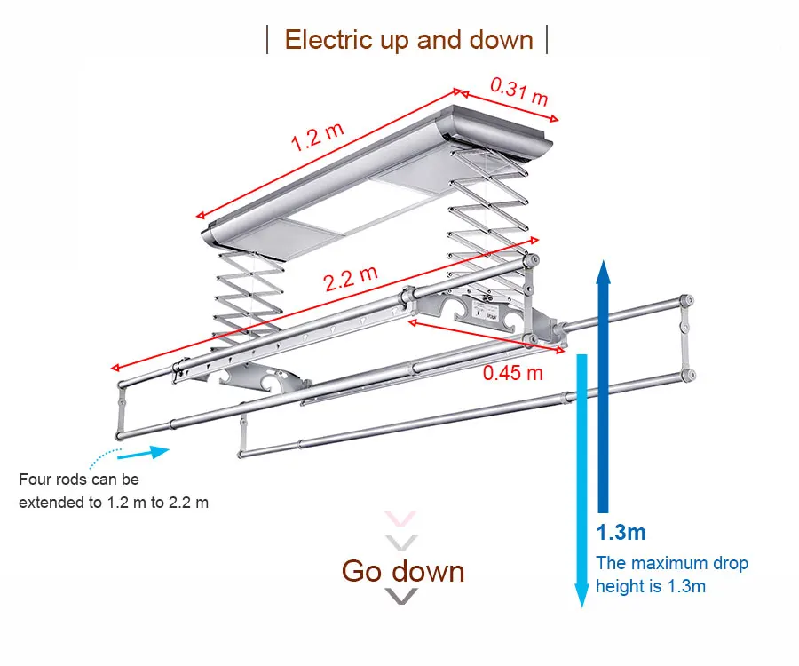 Aluminium Balcony Ceiling-mounted Laundry Bedroom Electric Automatic ...