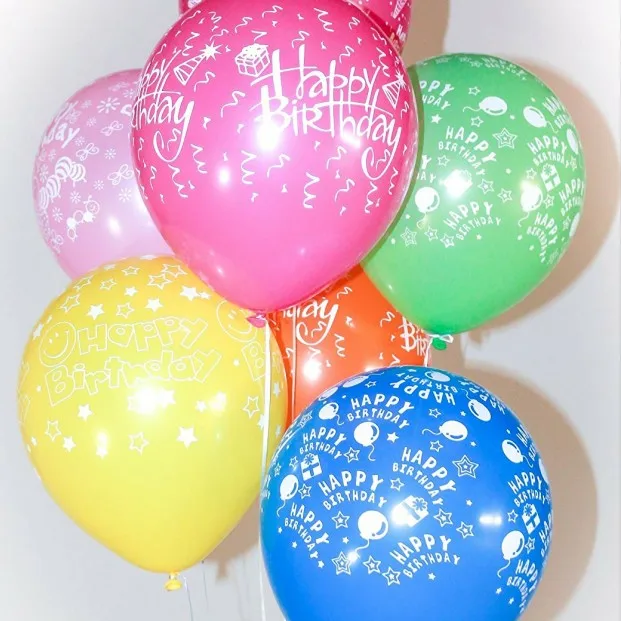 12" Latex Happy Birthday Printed Balloons Assorted Color - Buy Happy ...