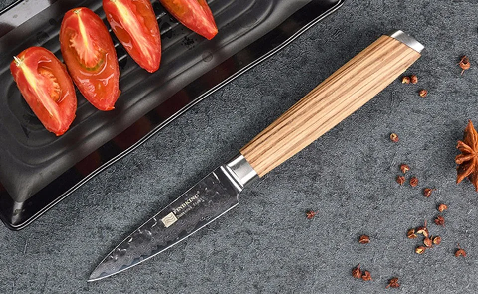 Findking Zebra Wooden Handle Damascus Knives Set 4 Pcs 8 Inch Chef 7 ...