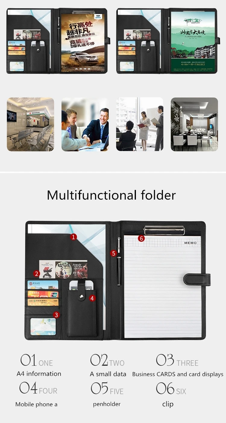 Multifunctional Folder A4 Leather Stationery Office Contract Clipboard ...