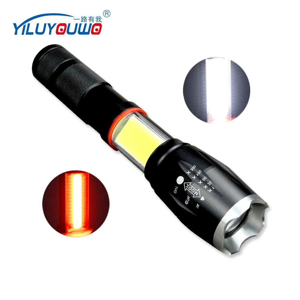 Aluminum Strong Cob Led Red Light Magnetic Tactical Flashlight ...