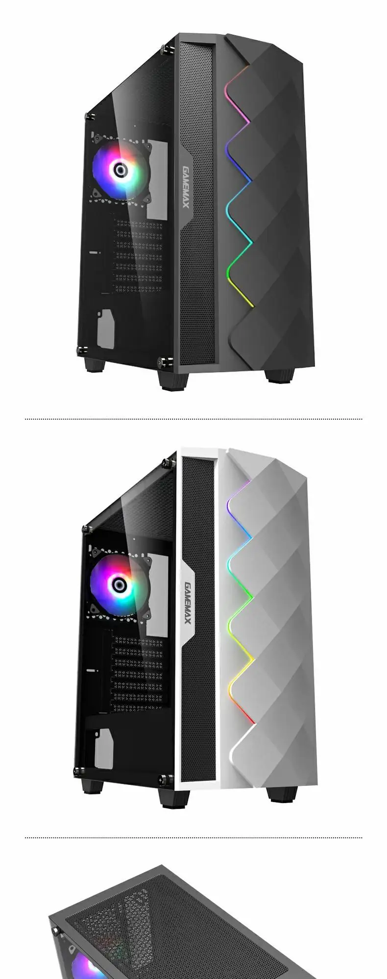 GAMEMAX 3601 Mid-Tower PC Gaming Computer Case - Fan & Glass