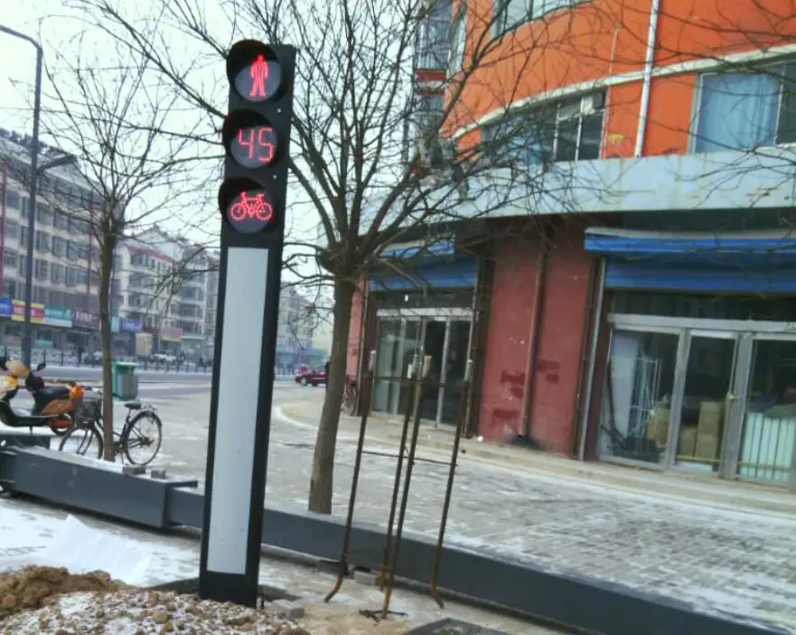 3 Meter Height Integrated Frame Pedestrian Pole With Traffic Light ...