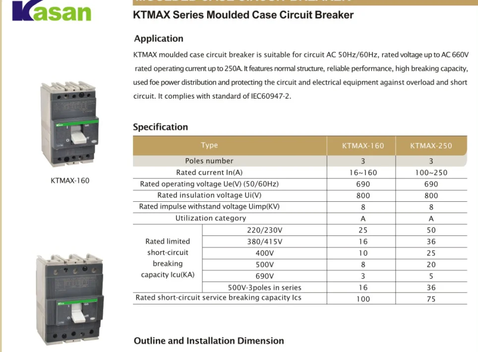 Siemens VL Series Electrical Mccb Circuit Breaker - 3P