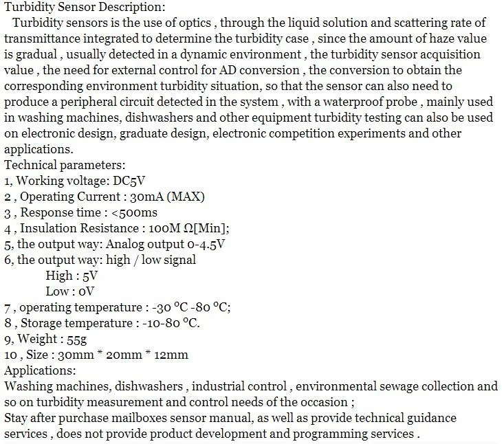Turbidity Sensor - Detect Suspended Particles in Liquids