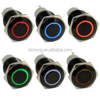 Angel Eye Metal Led Black Momentary 16mm Push Button Switch Car Dash ...