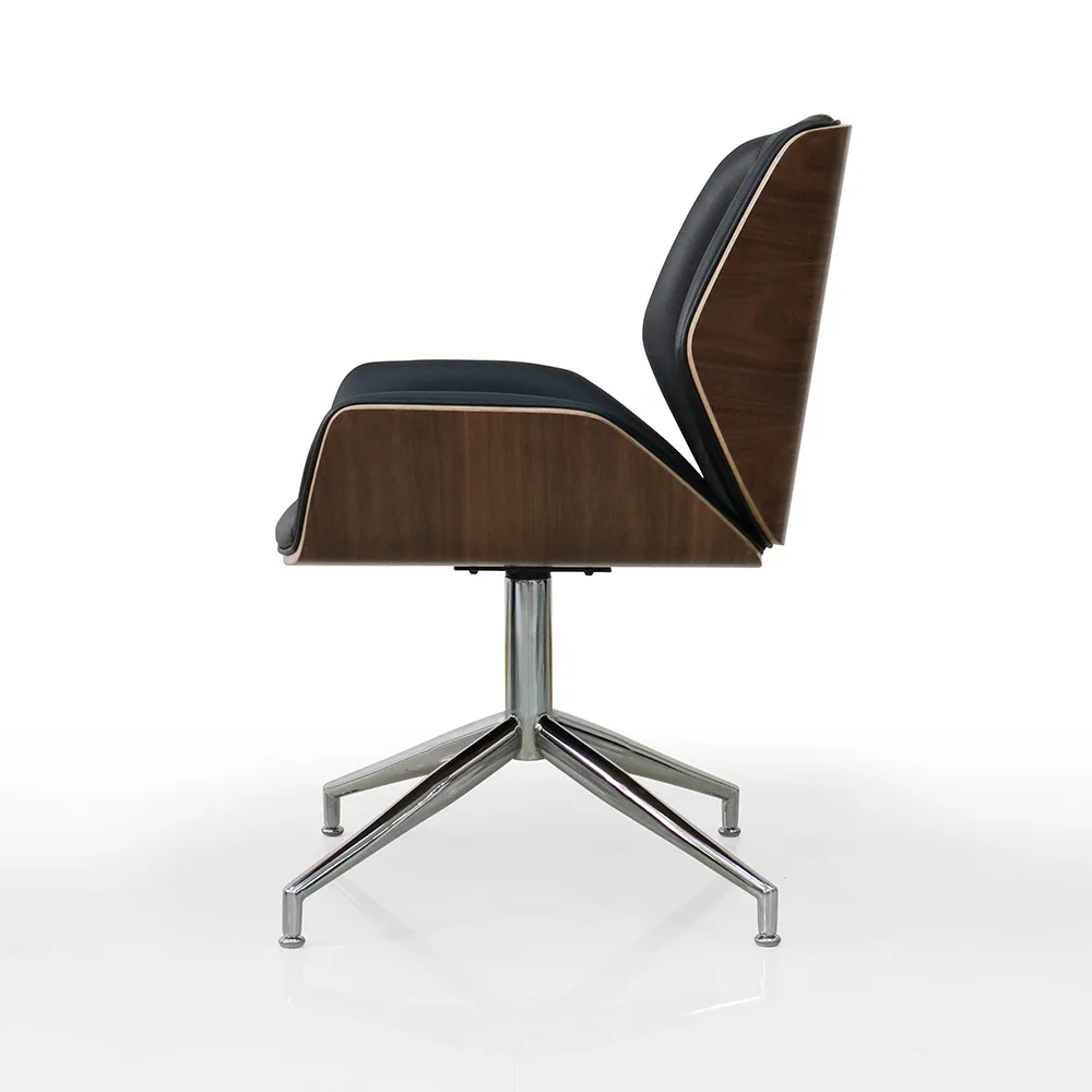 HE340 Modern Design Low Back Armless Bent Wood Leather Chair