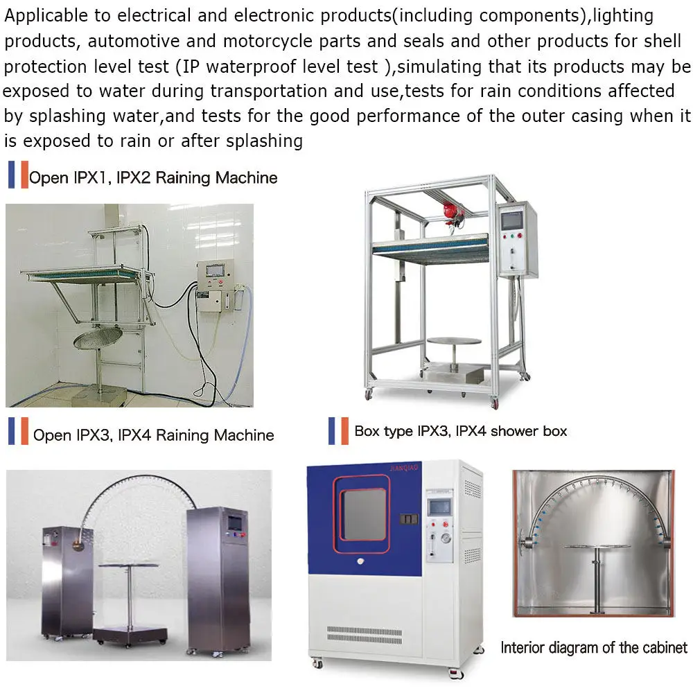 IPX1 IPX2 IPX3 IPX4 IPX5 IPX9 Rain Water Proof Test Chamber