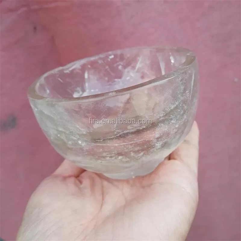 Hand Carved Natural Rock Clear Quartz Crystal Cup White Quartz Glass ...