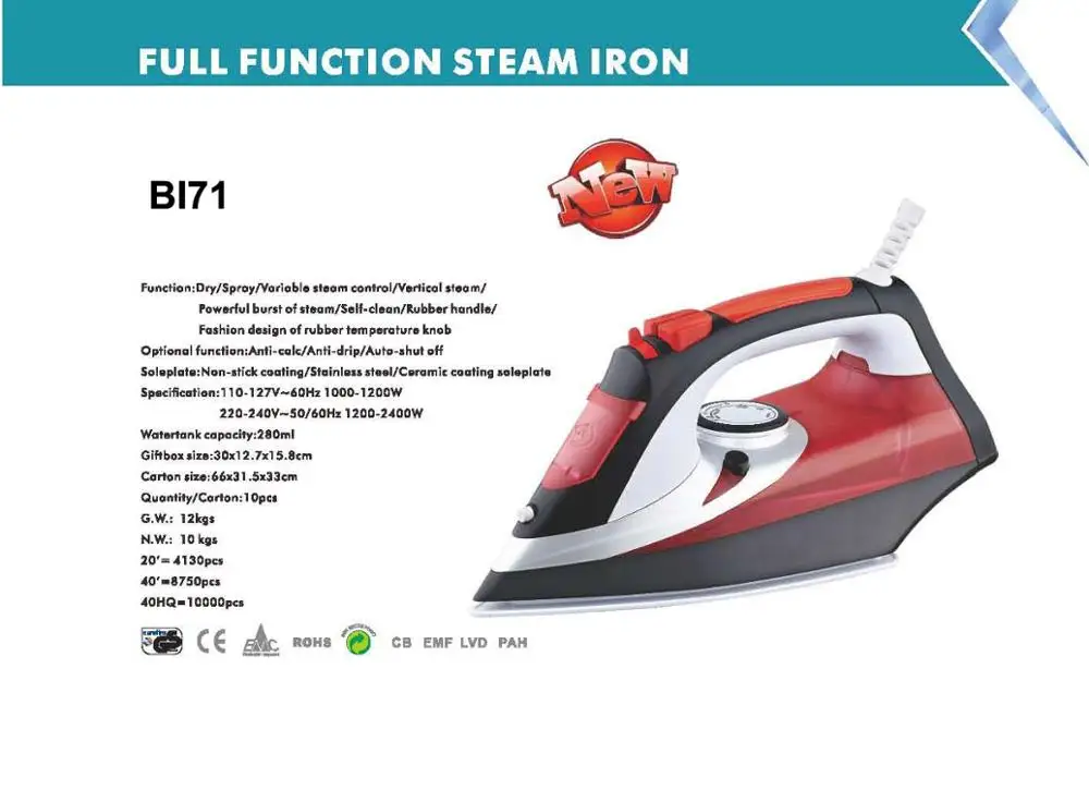 Professional Grade 2600w 2800w 3000w Steam Irons For Clothes With Rapid ...
