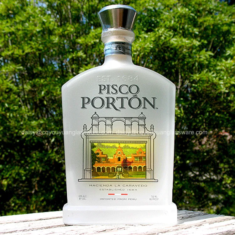 Peru Pisco 750ml Flask - Fancy Frosted Wine Bottles for Sale