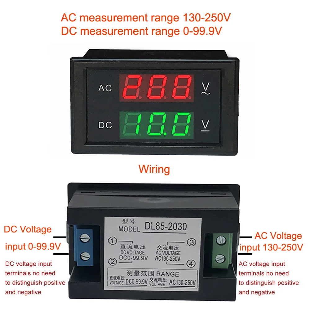 Ac Dc Voltmeter Ac 130-250v Volt Meter Dc 0-99.9v Volt Tester Panel ...